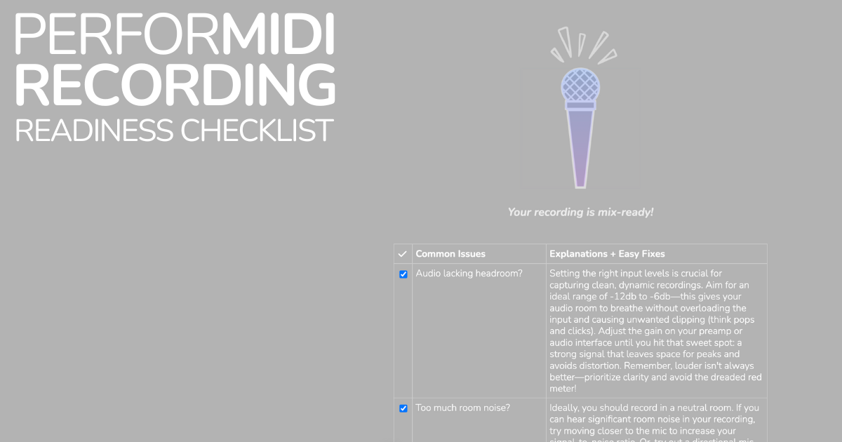 Performidi - Recording Readiness Checklist